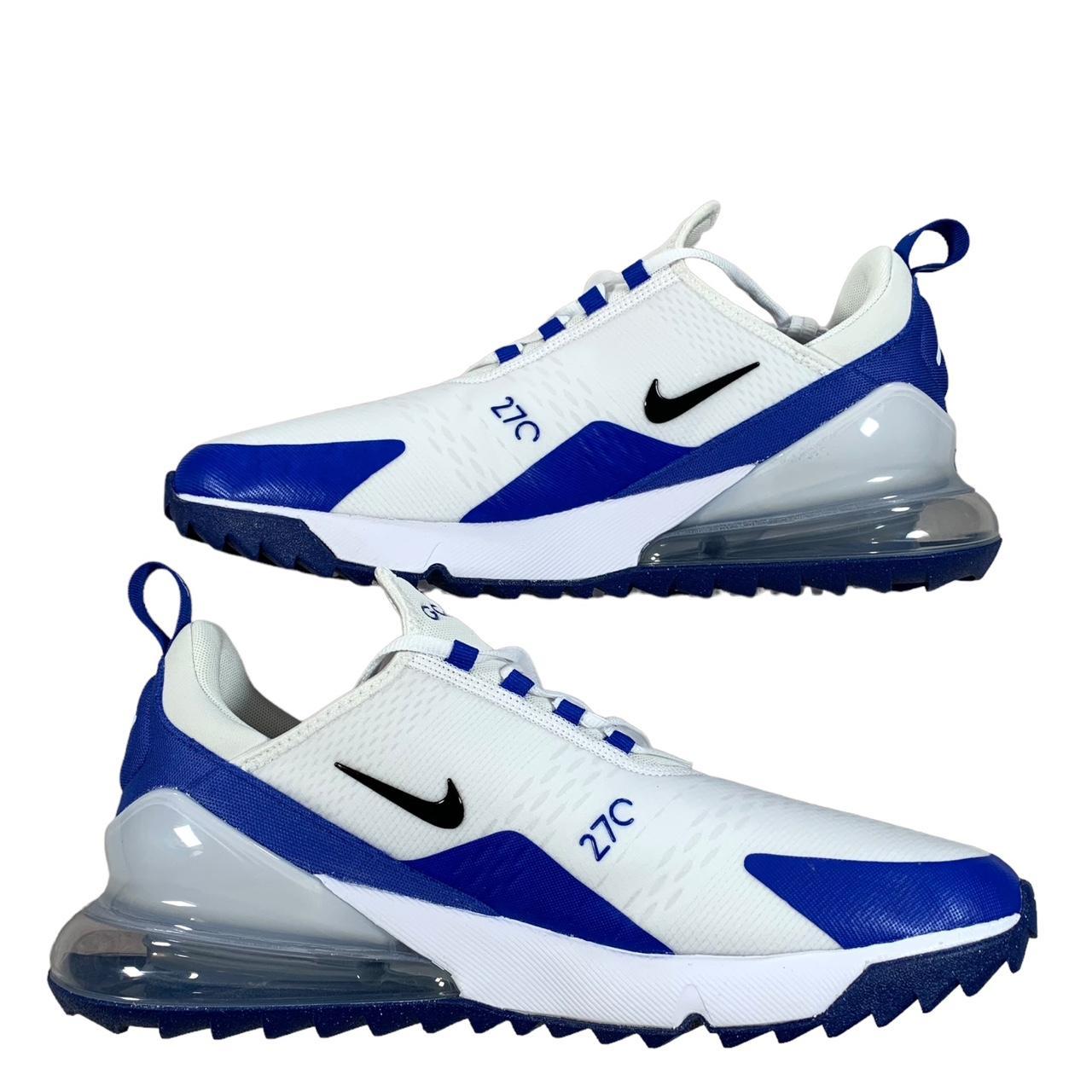 Nike Men's White and Blue Trainers | Depop