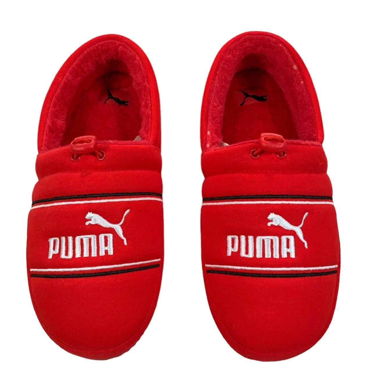 Puma Tuff Moc Jersey Red & White Fuzzy Slip On Shoes... - Depop