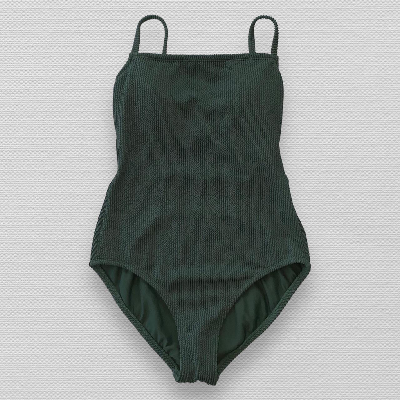 Dark Green Ribbed One Piece Swimsuit 🍃 Open Back Depop