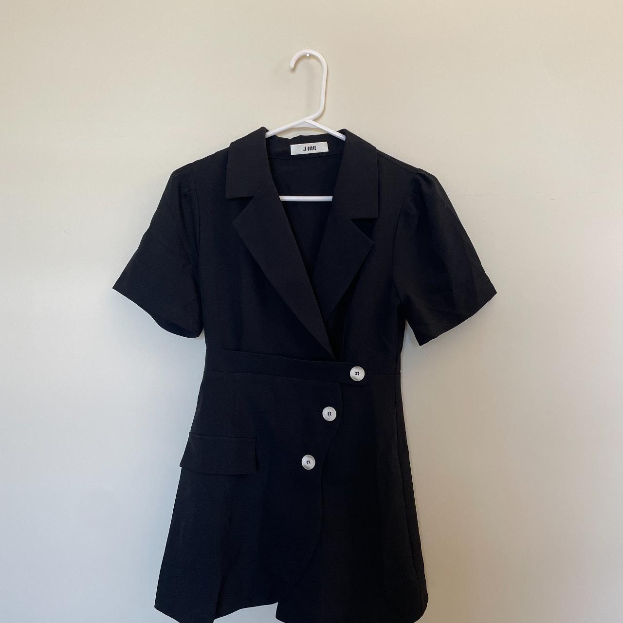 J.ING - black short sleeve blazer dress - Depop