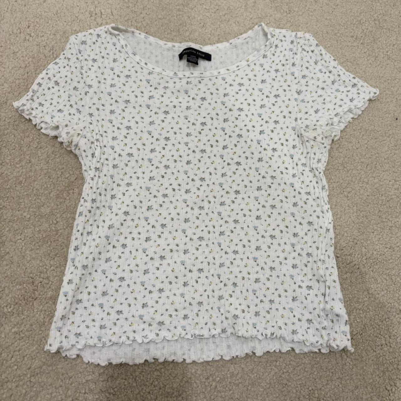 American Eagle baby tee with light blue and pastel... | Depop