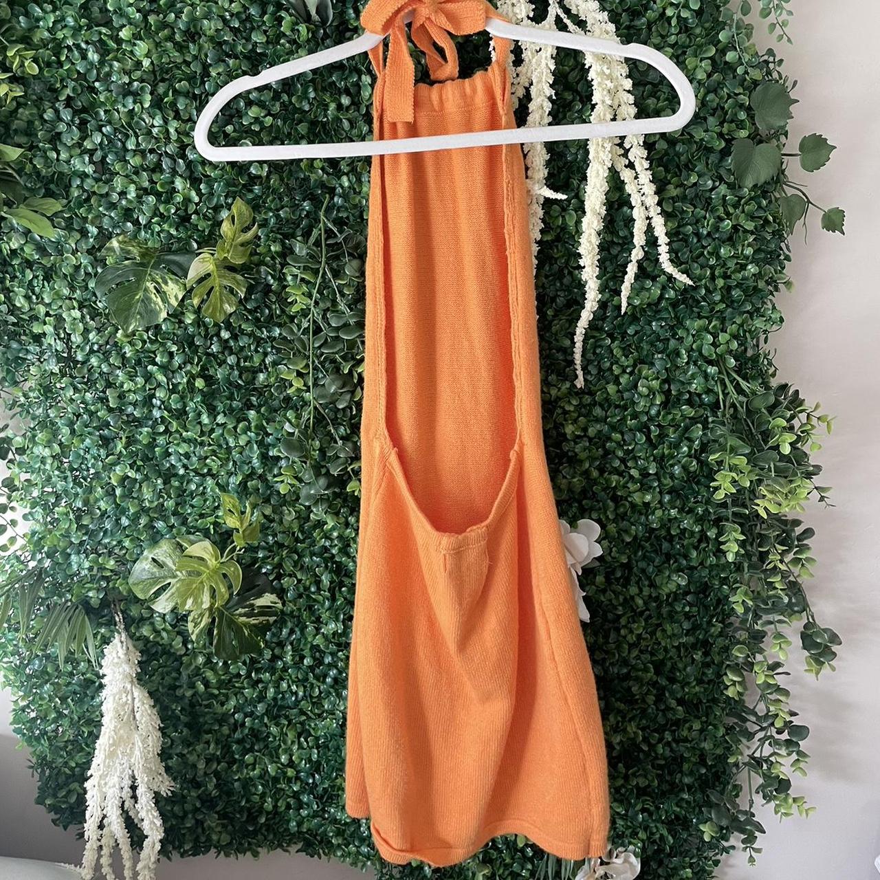 open and low back halter top bodycon dress orange... - Depop