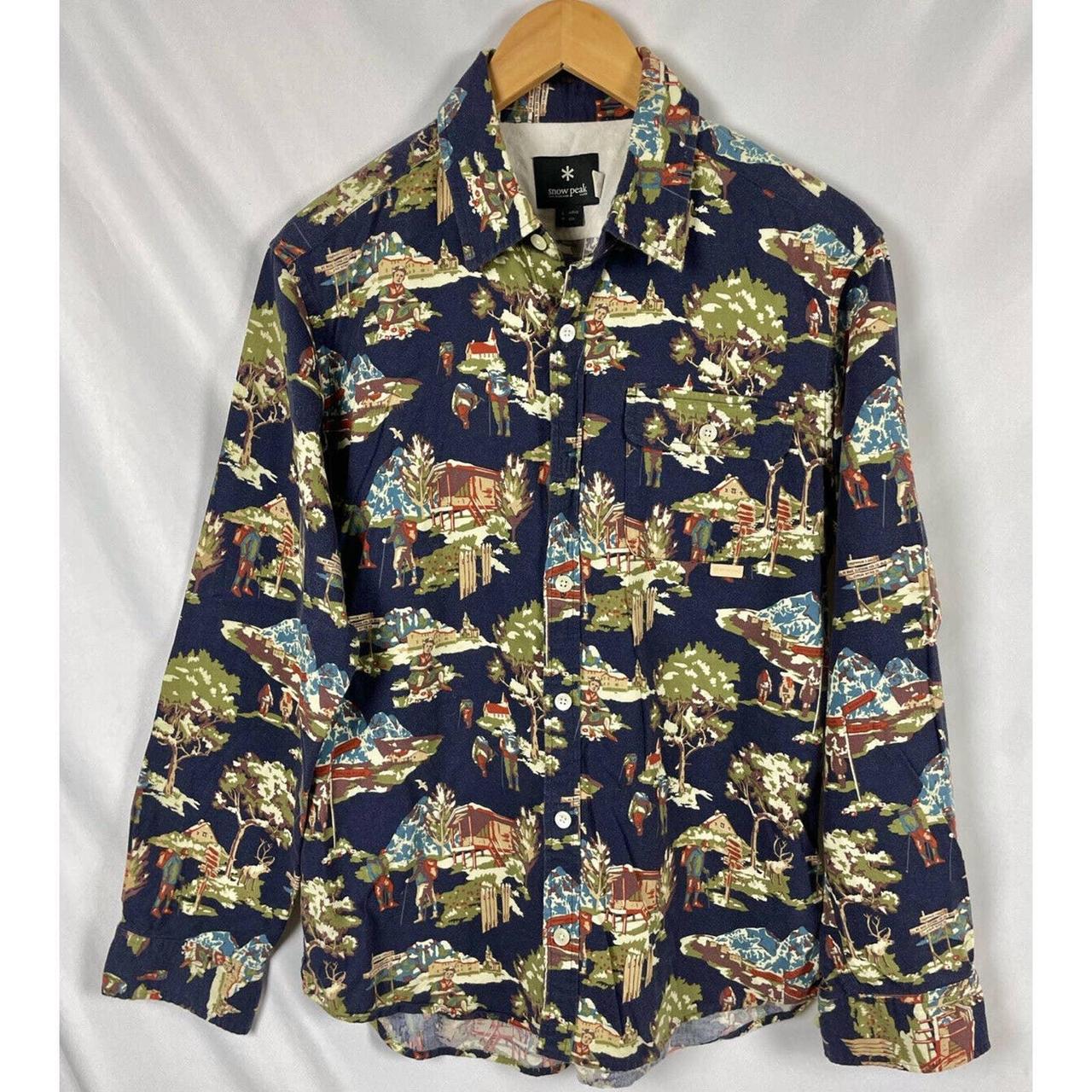 Snow Peak Japan Hiking Camping Printed Flannel... - Depop