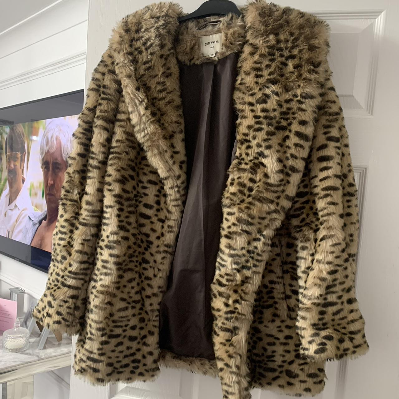 NEXT luxury faux fur leopard print coat size 12... - Depop