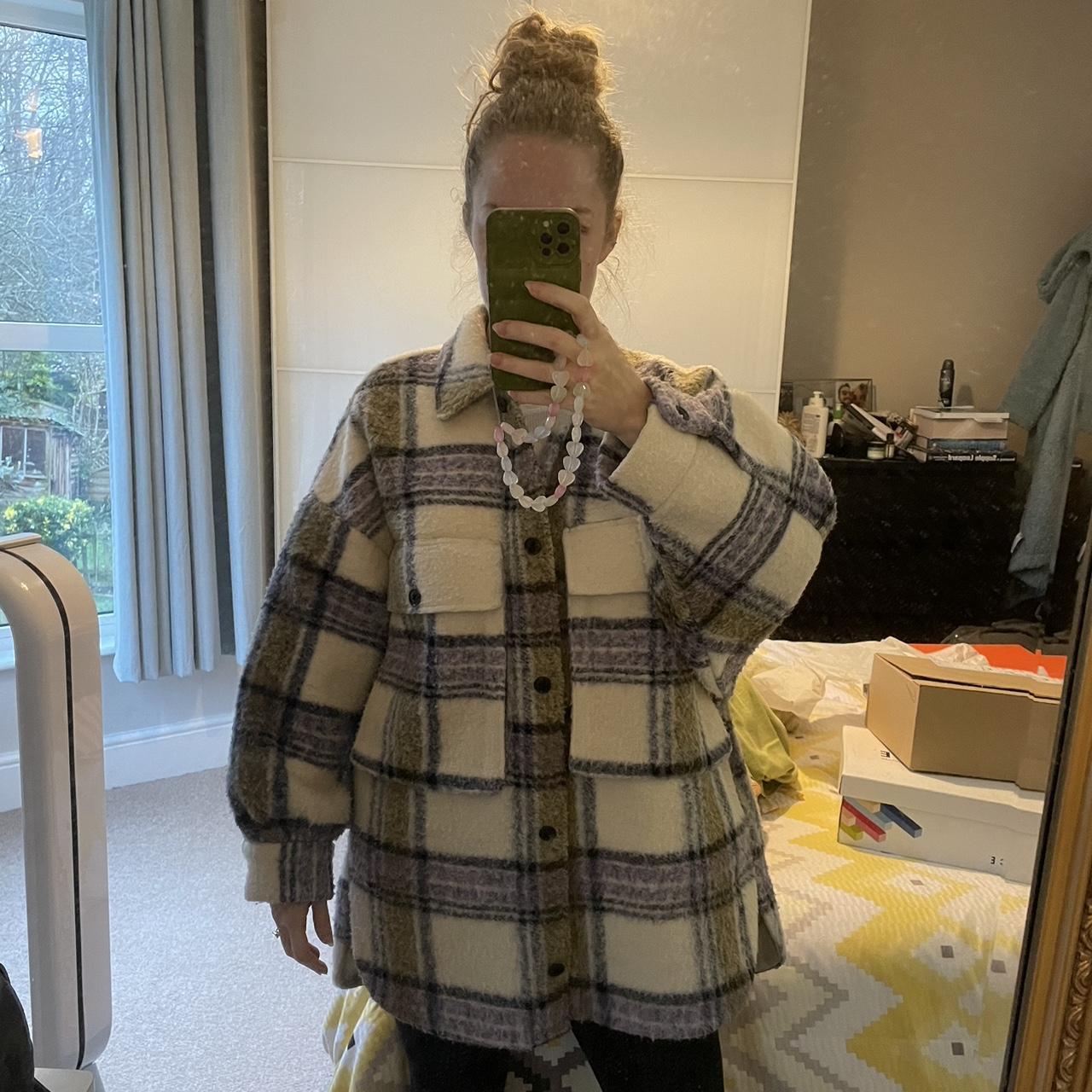 Zara lilac tartan oversized shacket XS Oversized so... - Depop