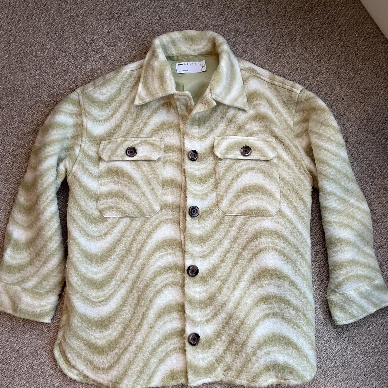 ASOS Design white and green swirl print shacket,... - Depop