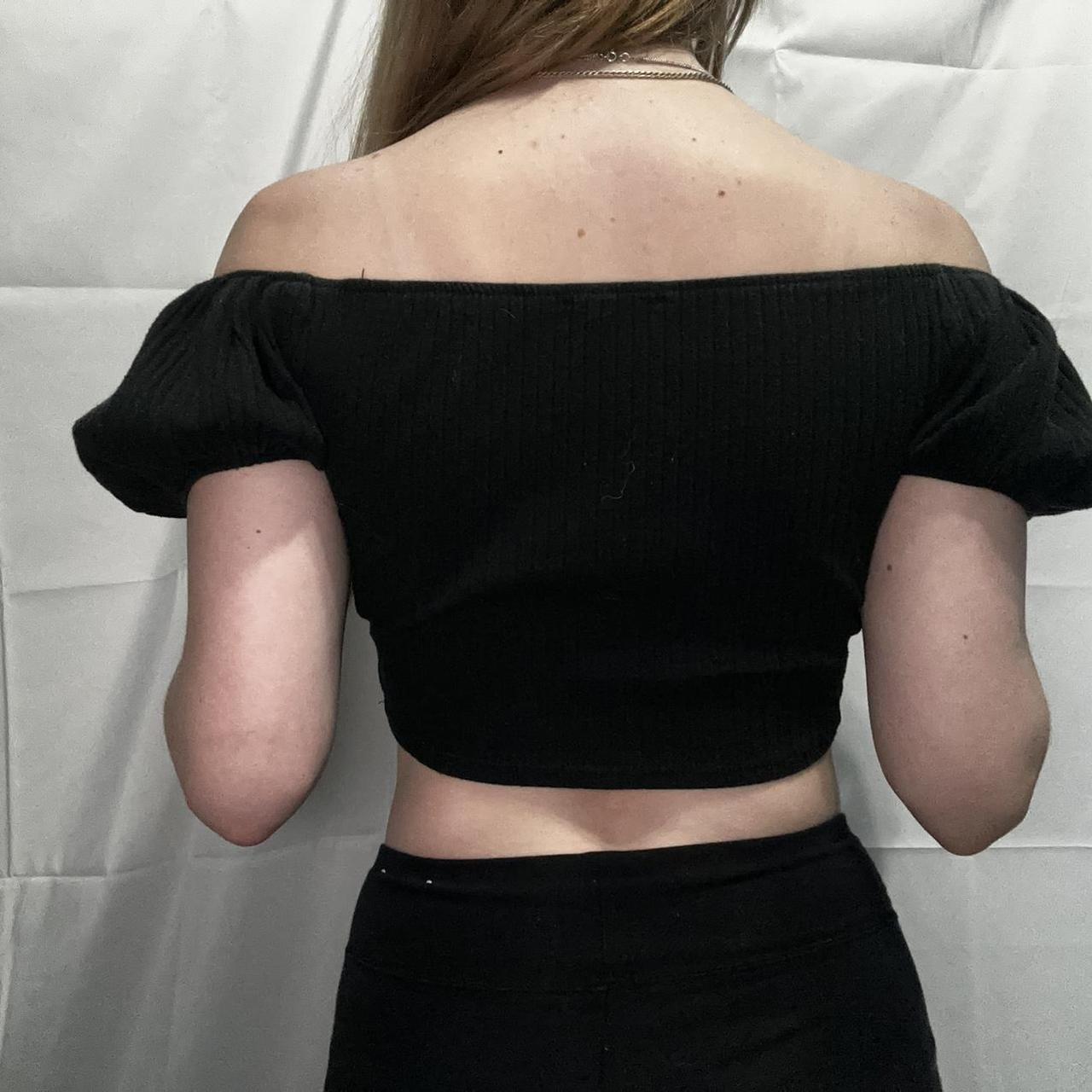 Small black scrunched off shoulder wild fable crop top - Depop