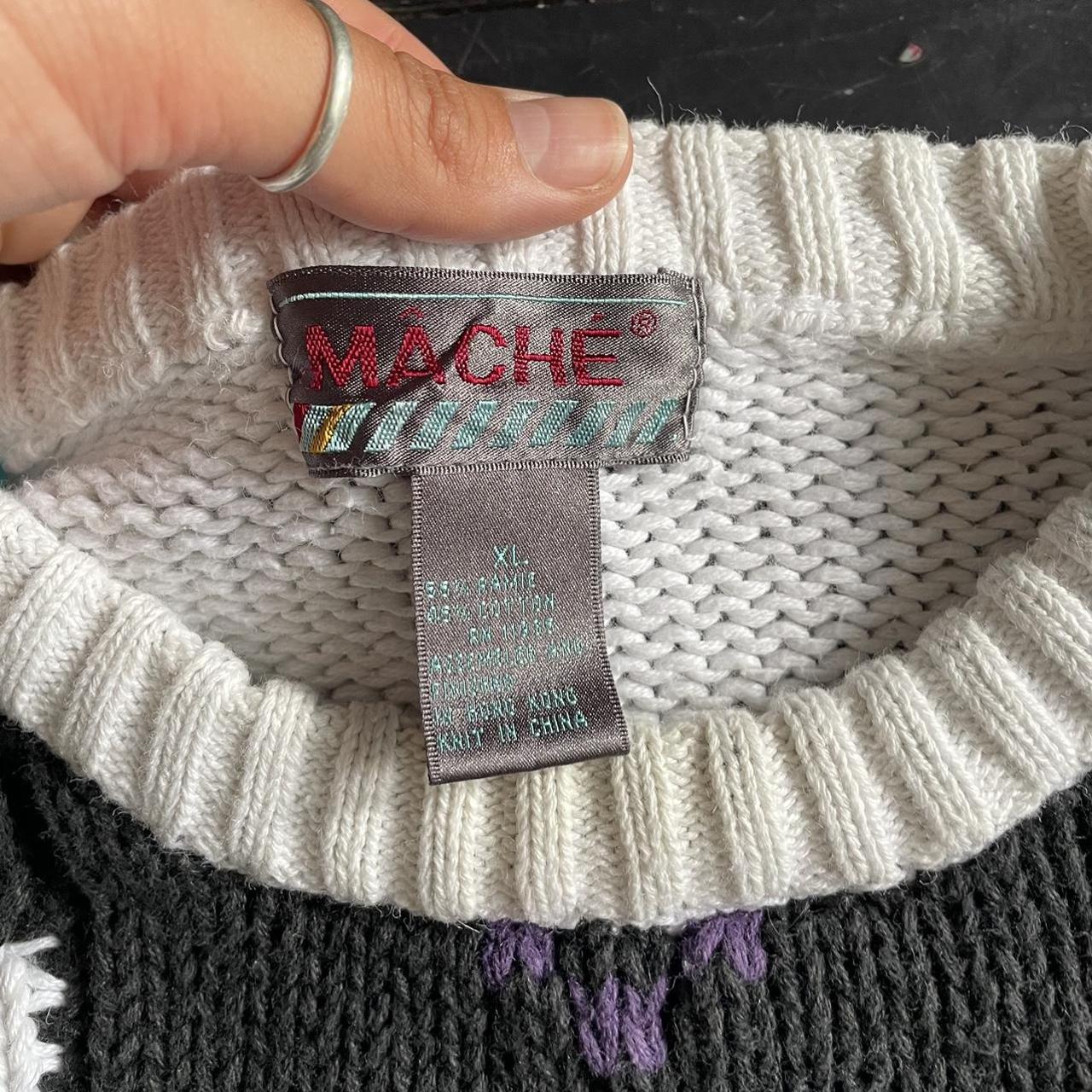 Vintage Maché Sweater knit, graphic, colorful size... - Depop