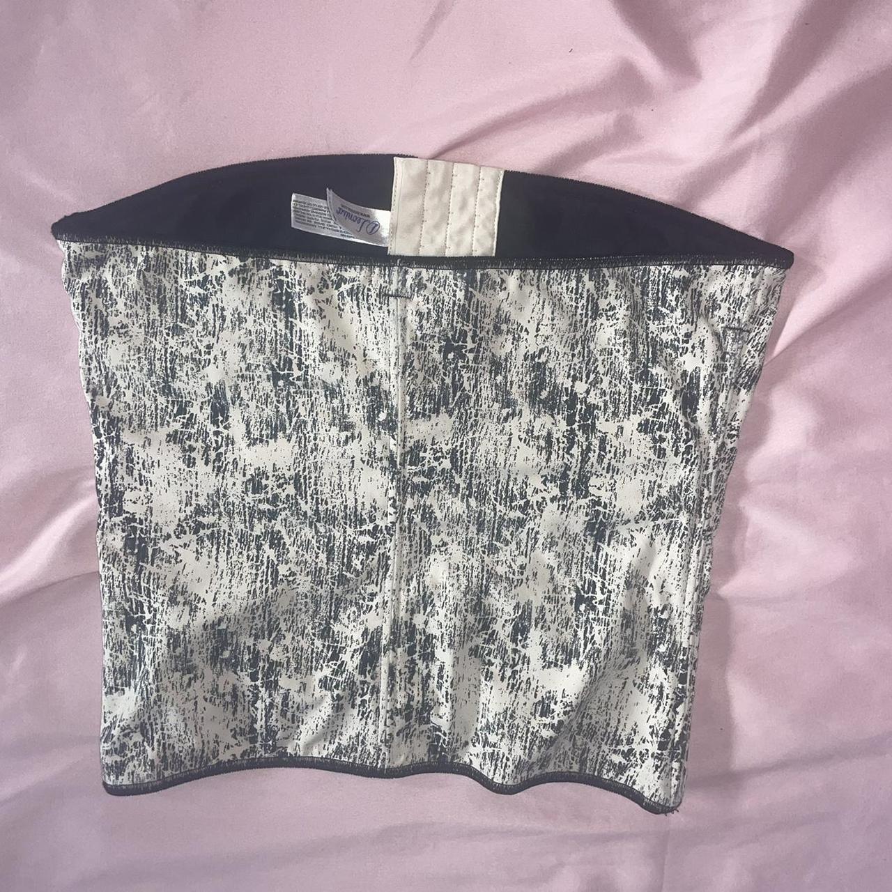 black and off white corset top by Leonisa. has a... - Depop