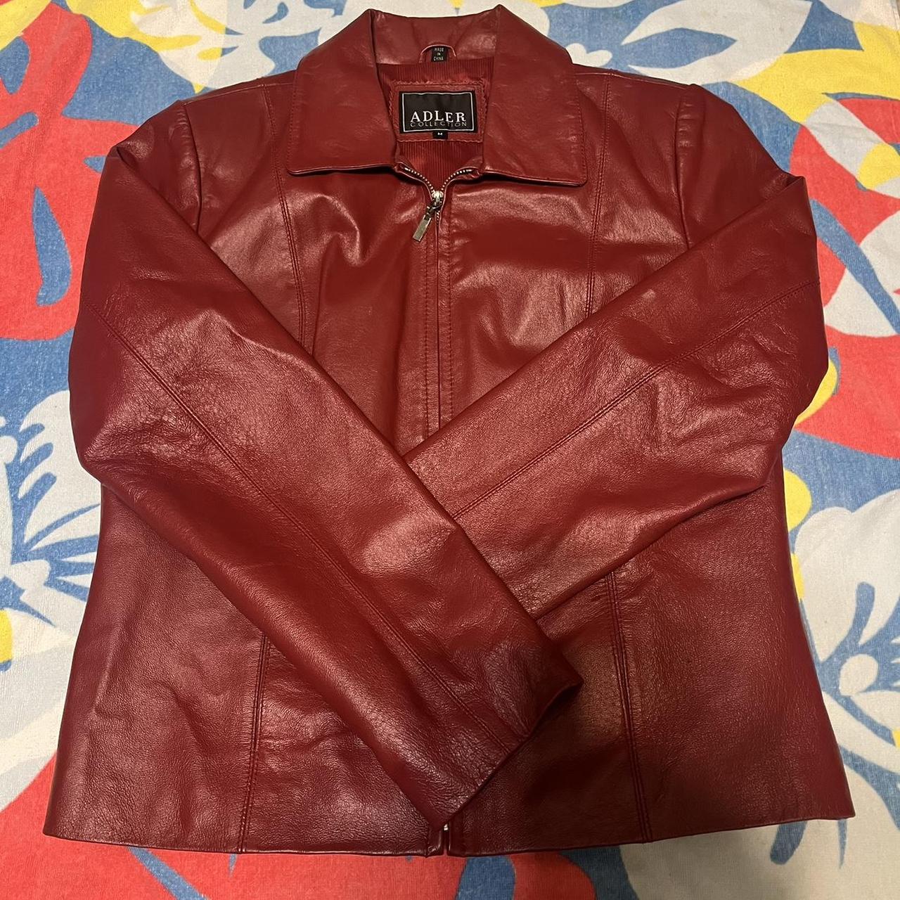 red adler leather jacket genuine leather women’s medium | Depop