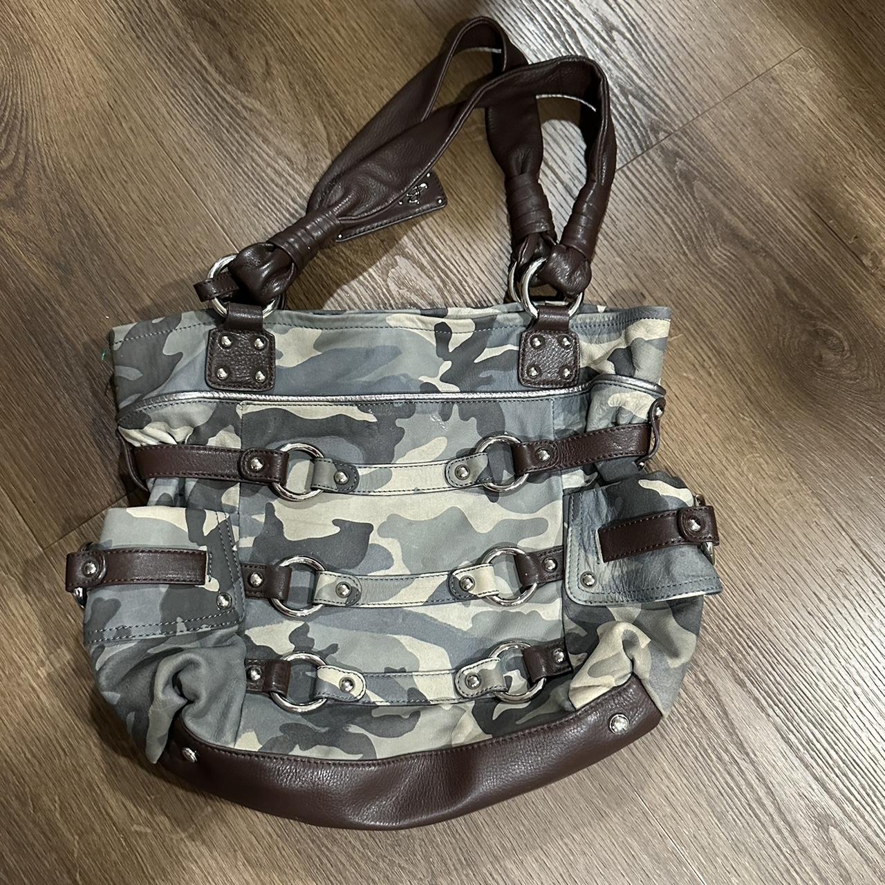 Camo & Leather B. Makowsky Tote! In excellent... - Depop