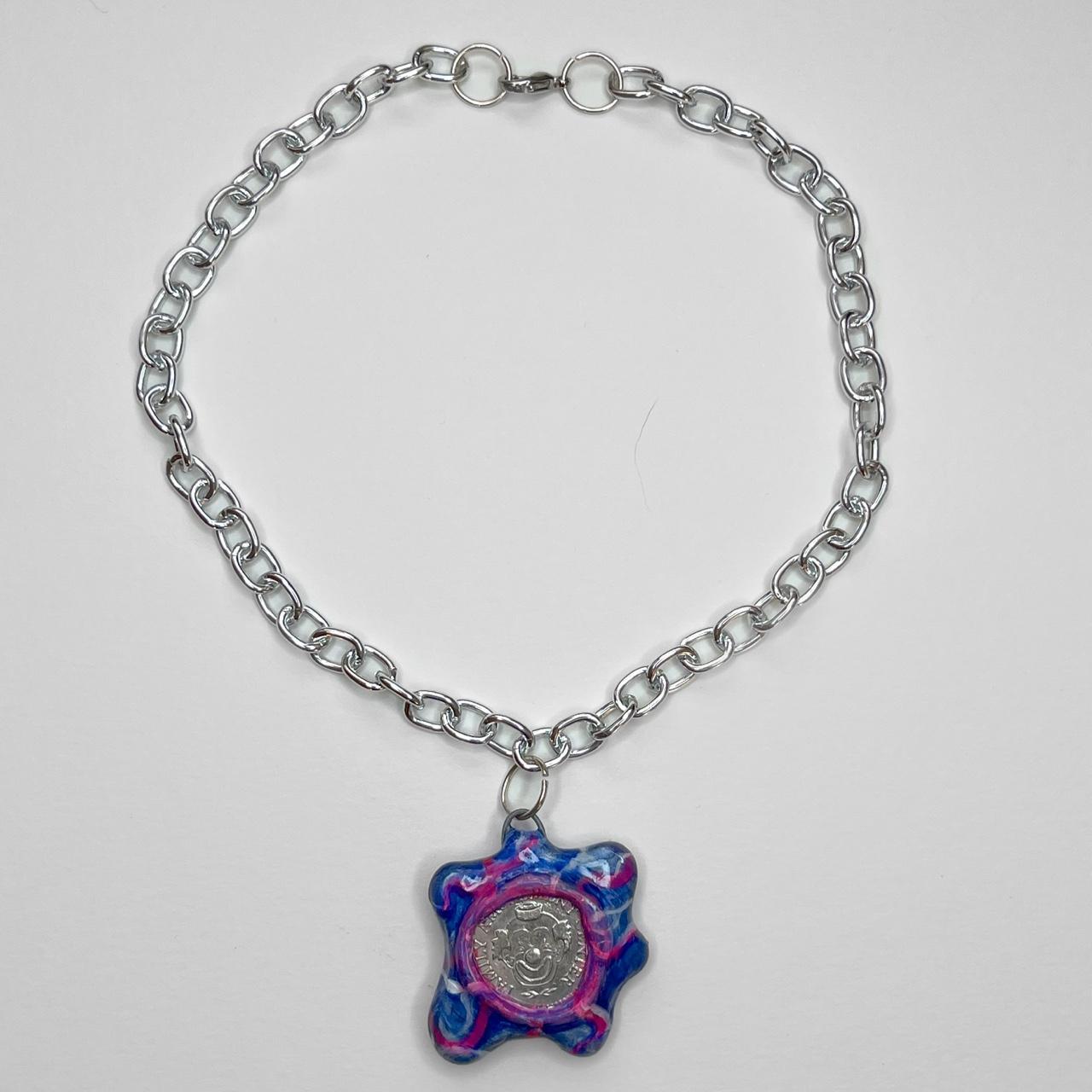 Silver clown vintage arcade token polymer clay charm... - Depop