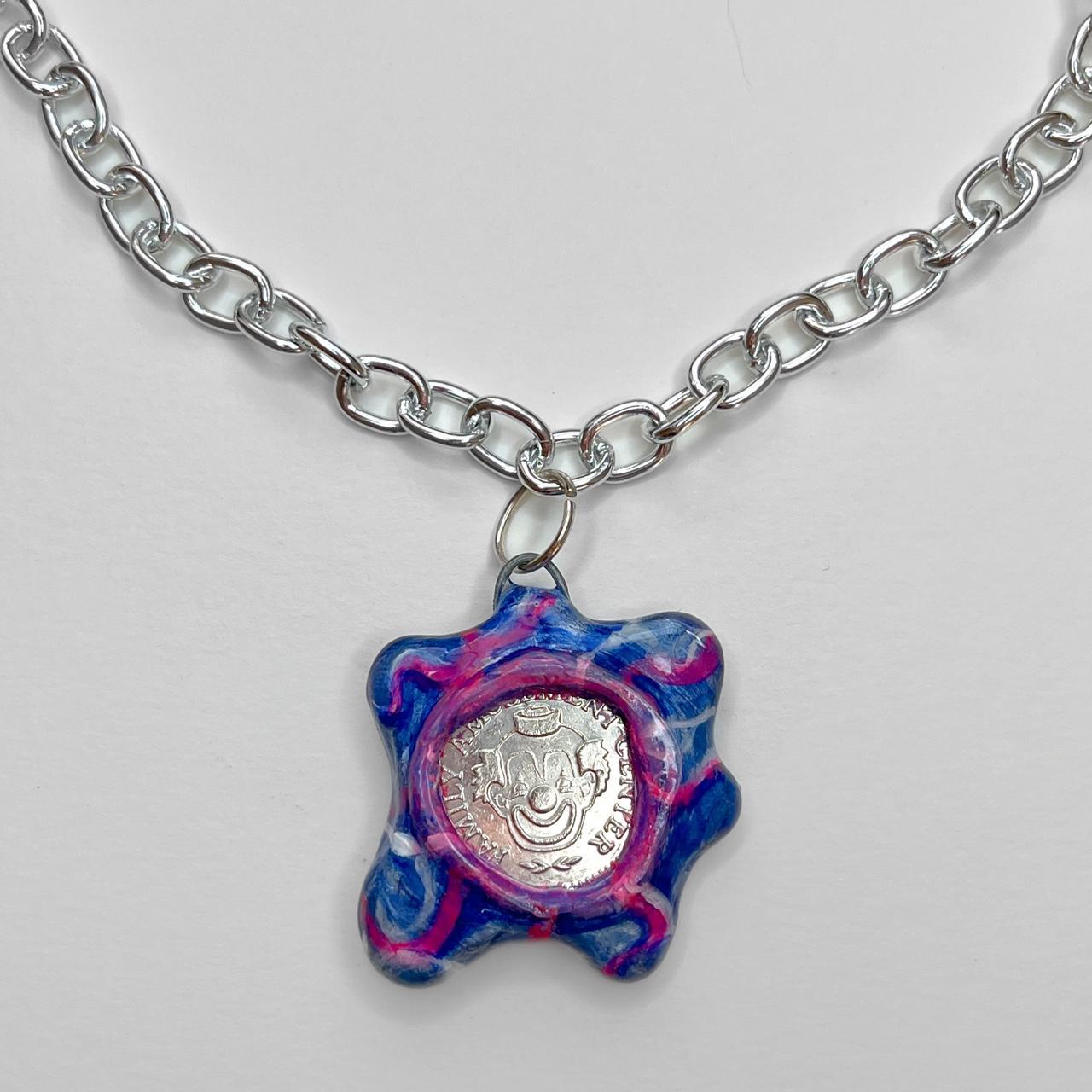 Silver clown vintage arcade token polymer clay charm... - Depop