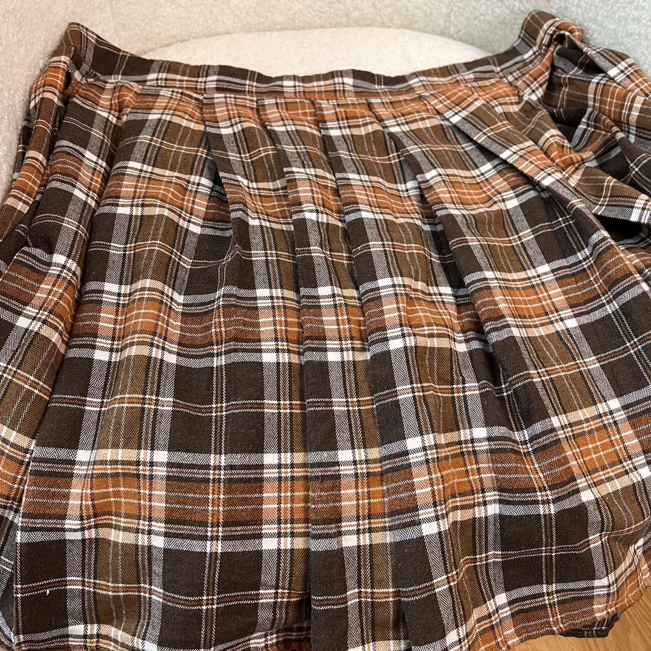 Brown Plaid Tennis Skirt in a size 2XL - Depop