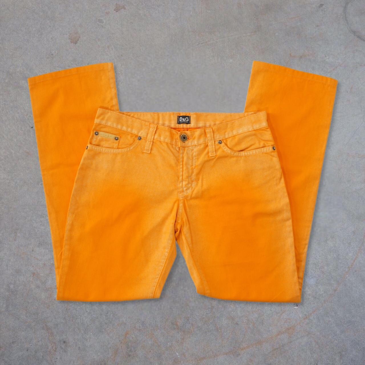 D&G low rise, straight leg jeans in orange. Ombre,... - Depop
