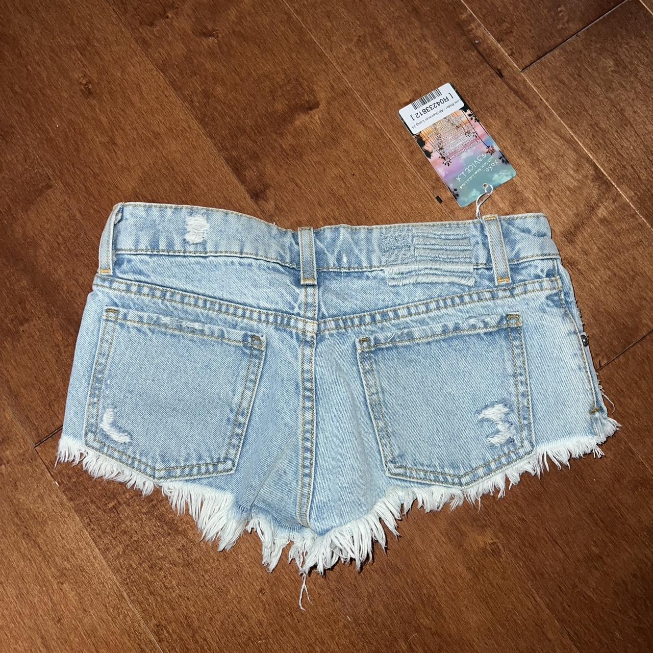 revice denim low rise jean shorts size 24... - Depop