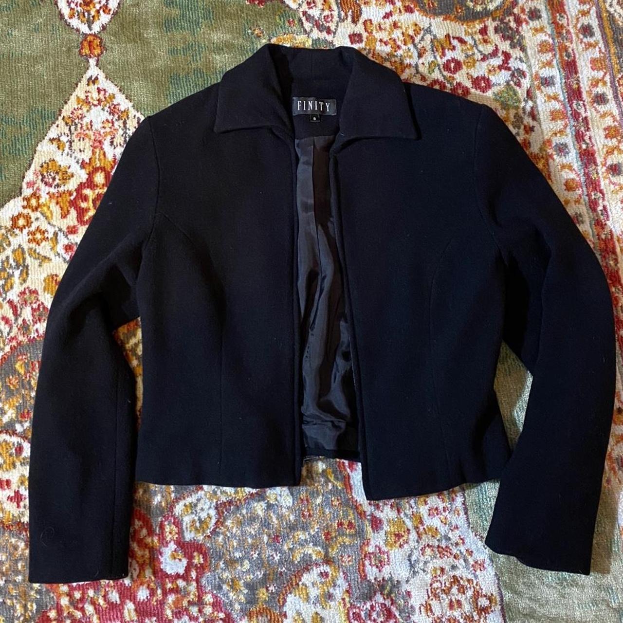 Black vintage zip up blazer style jacket. Great... - Depop