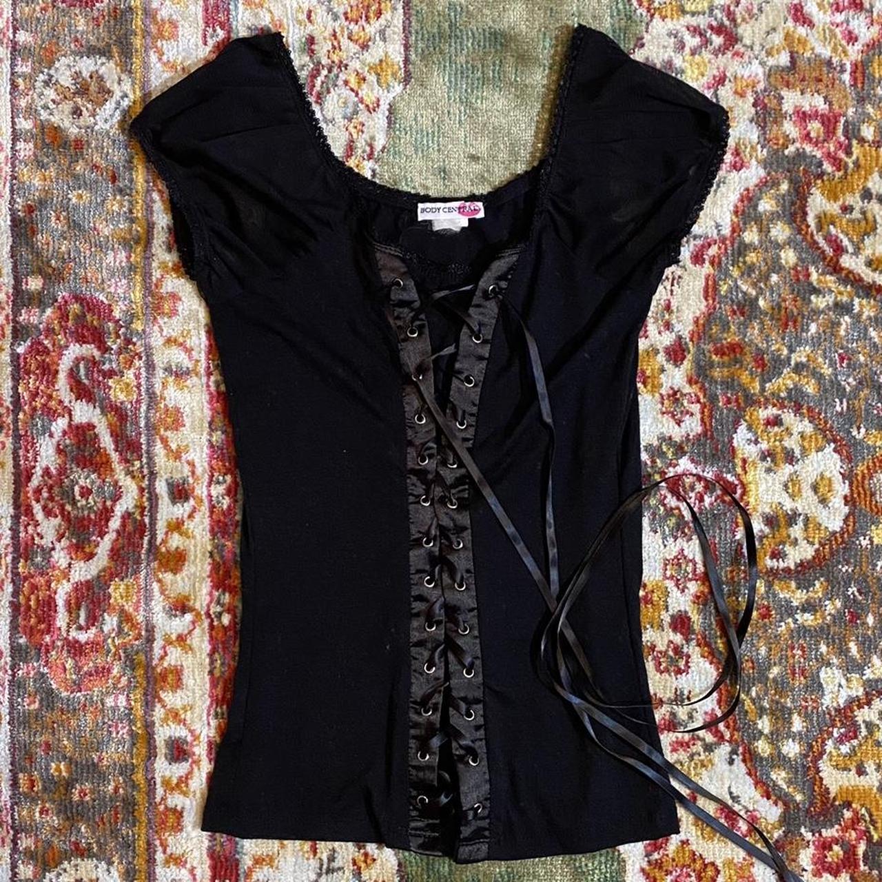 Vintage Body Central Lace Up Corset Top With Mesh Depop