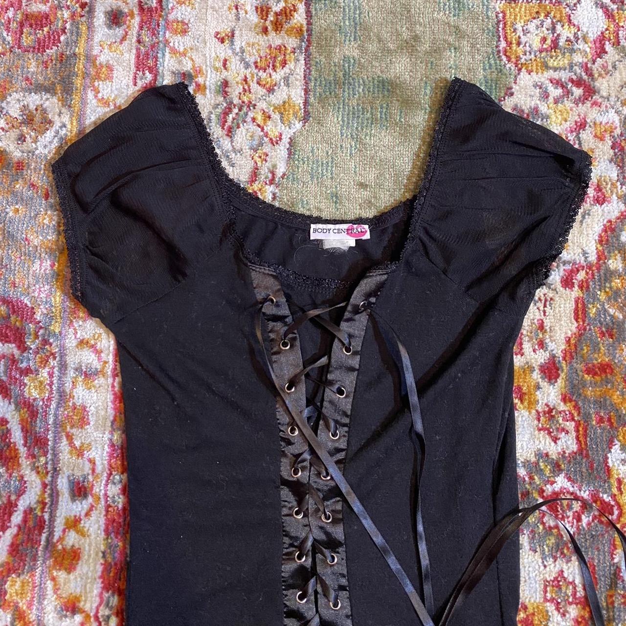 Vintage Body Central lace up corset top with mesh... - Depop