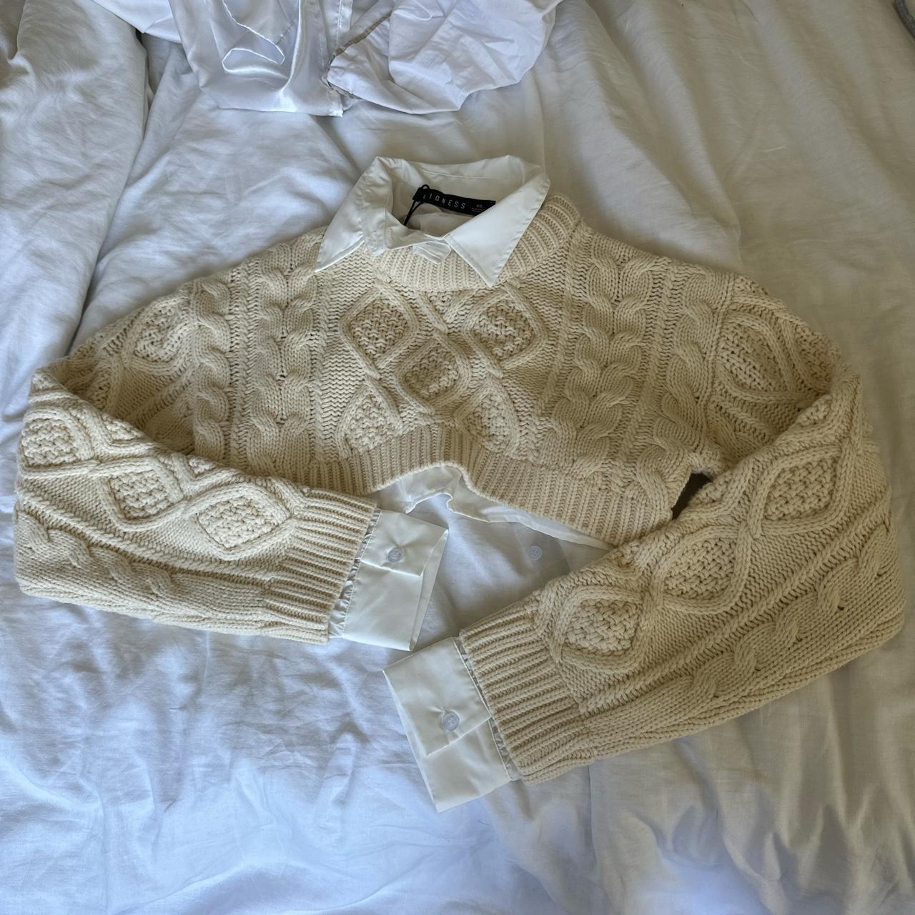 Lioness / Princess Polly cropped collared sweater... - Depop