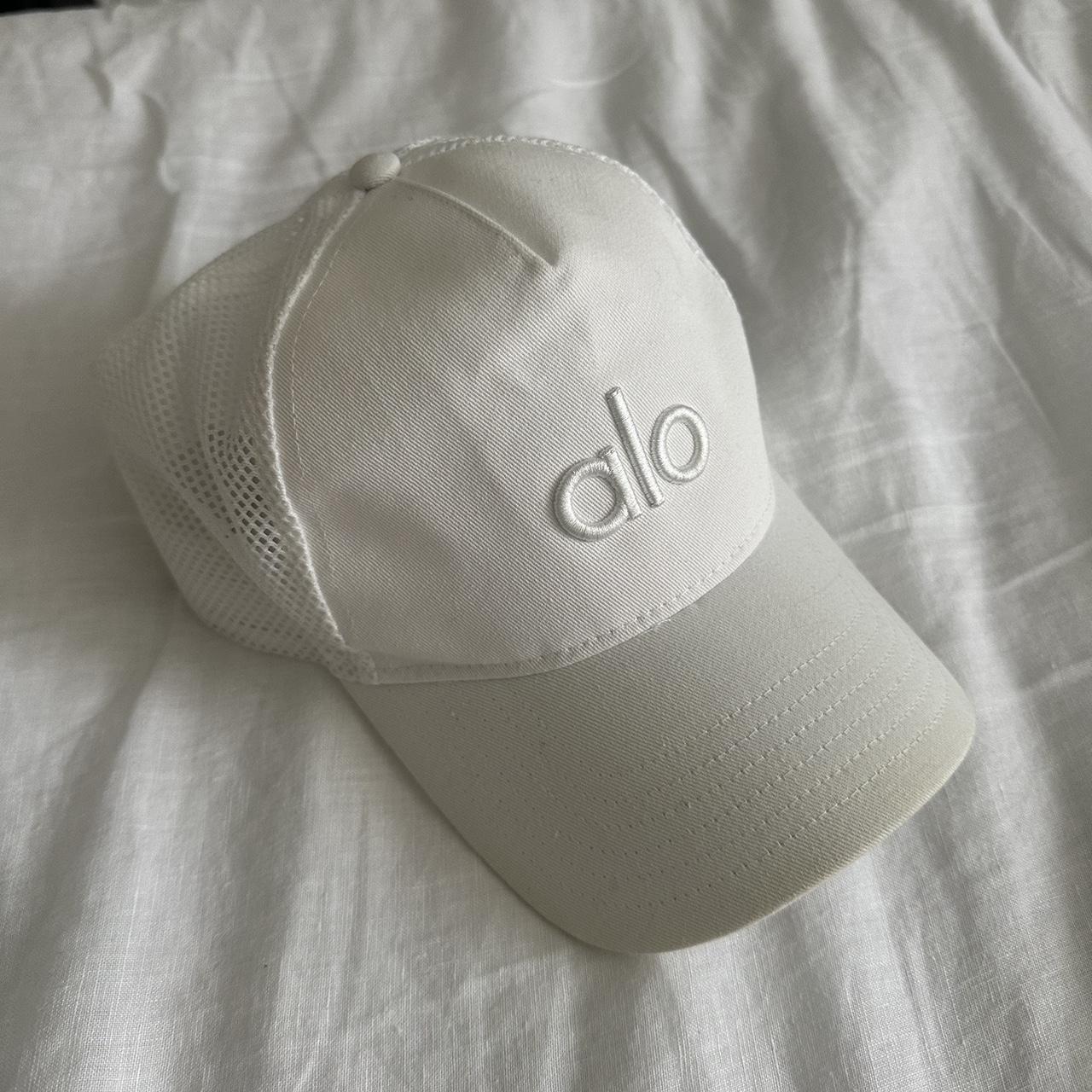 Repop! White alo trucker hat It has a little... - Depop