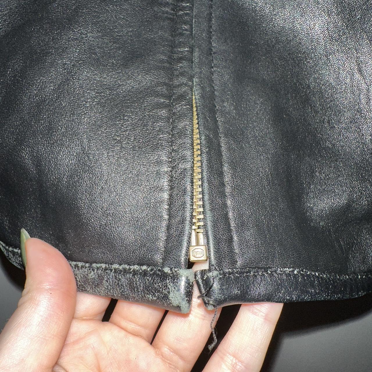 Mango women’s racing jacket in black leather with... - Depop