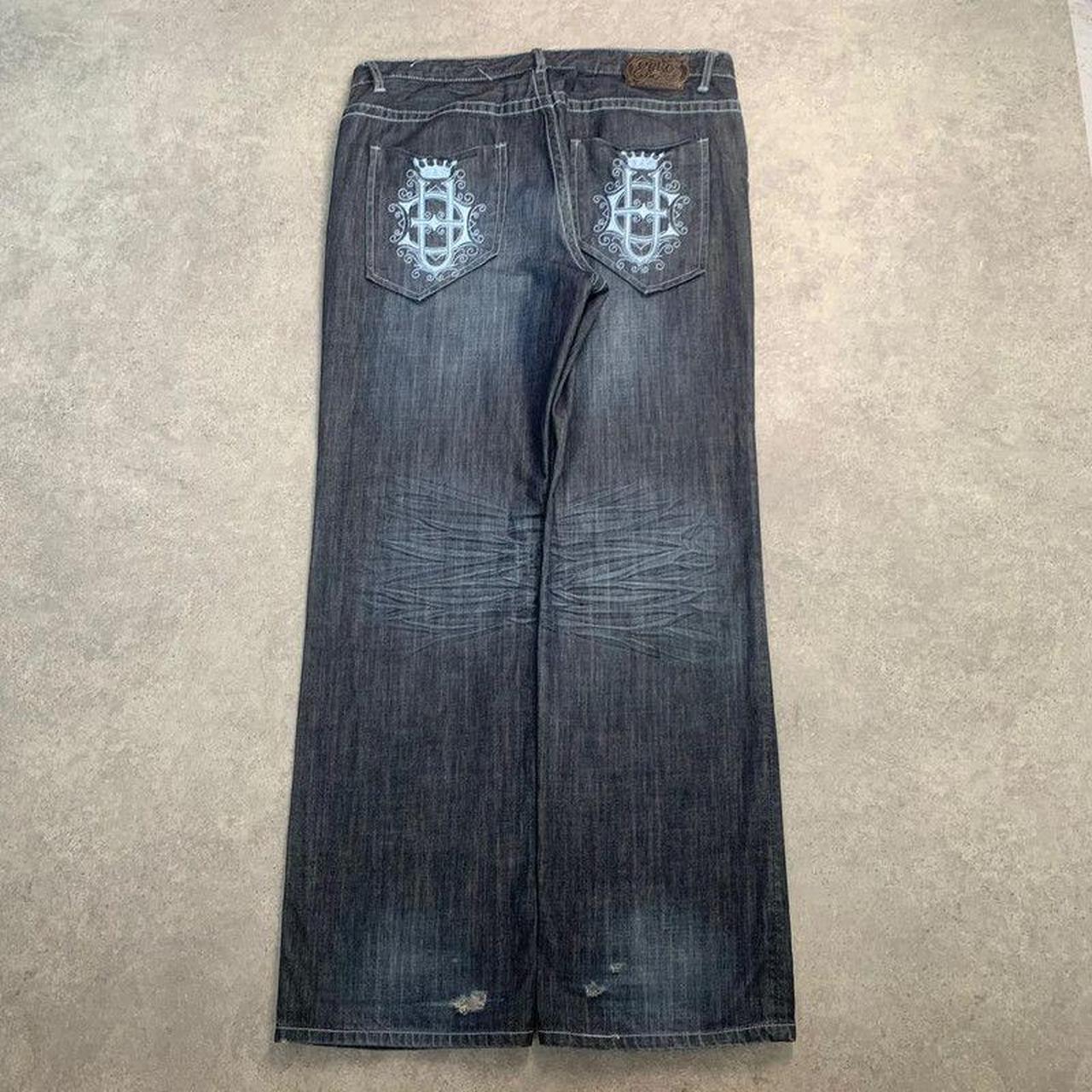 Ecko Unltd Y2K 2000s baggy dark blue denim jeans W38... - Depop