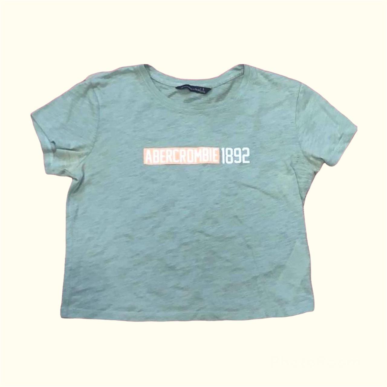 Abercrombie & Fitch Women's Green and Pink T-shirt | Depop