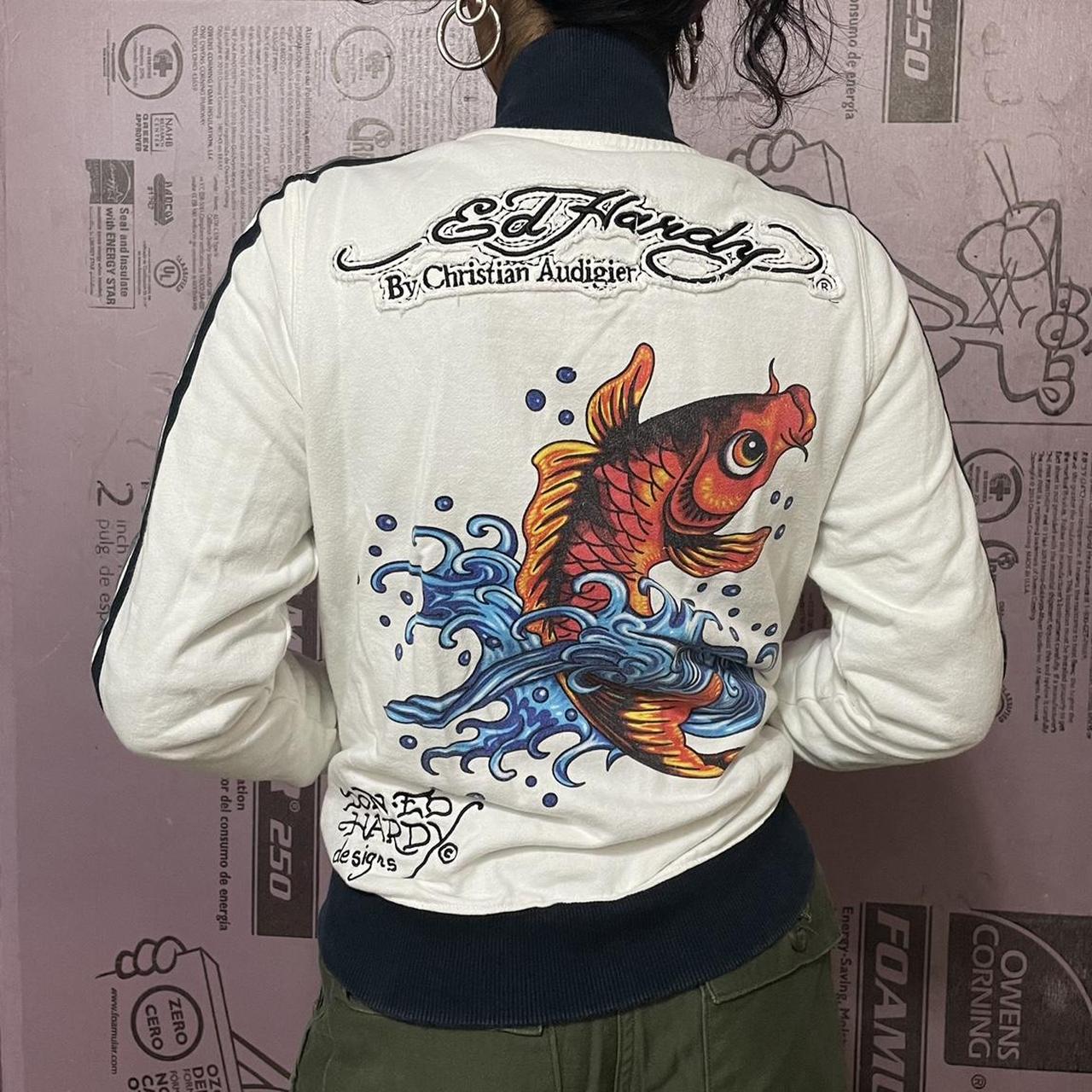Y2K Ed hardy track jacket in super good condition.... - Depop