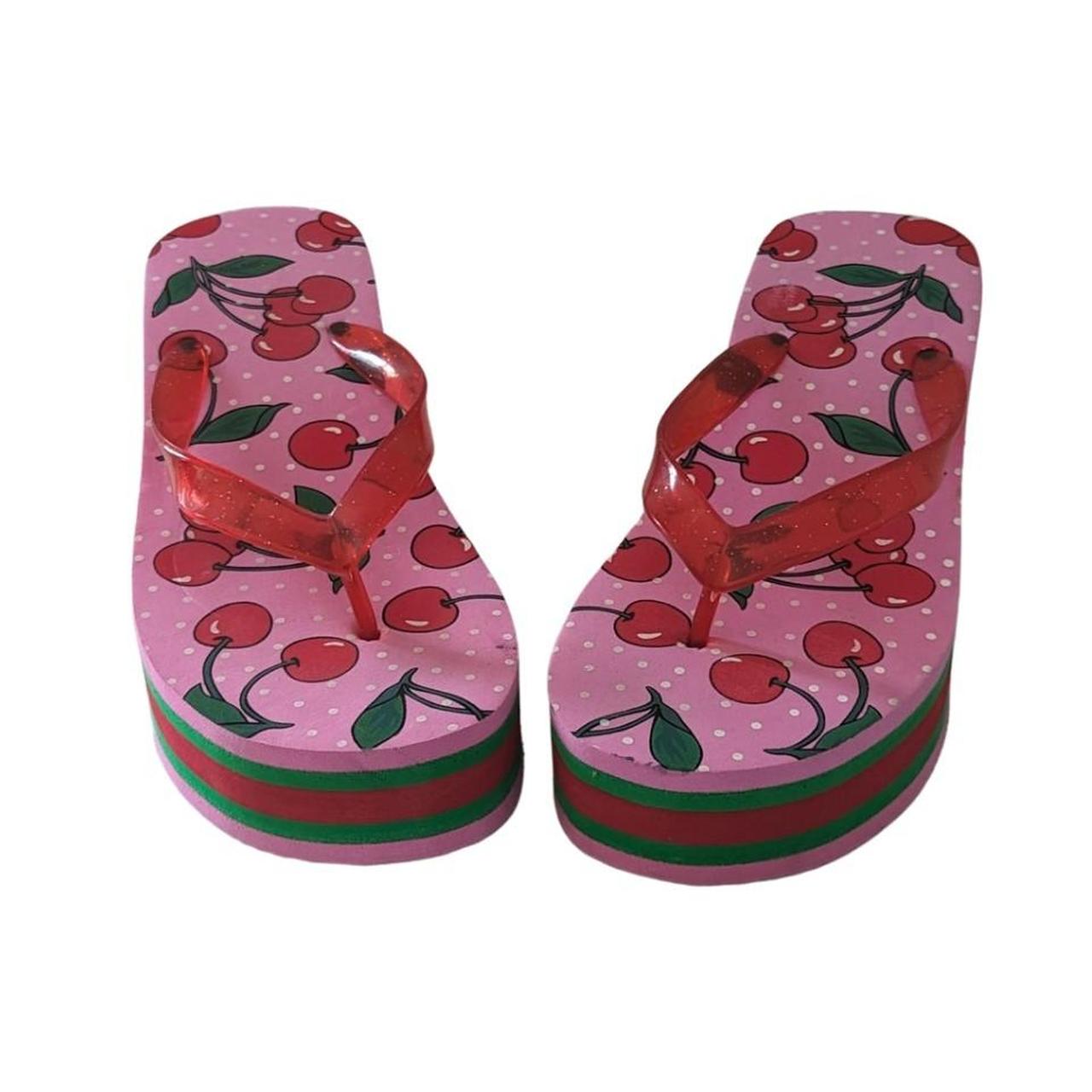 Cherry platform flip flops Fits like a size 7-8, no... - Depop