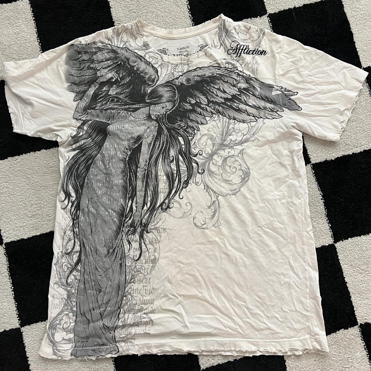 Affliction Angel Mens tee in white 👼🏼 Size large - Depop