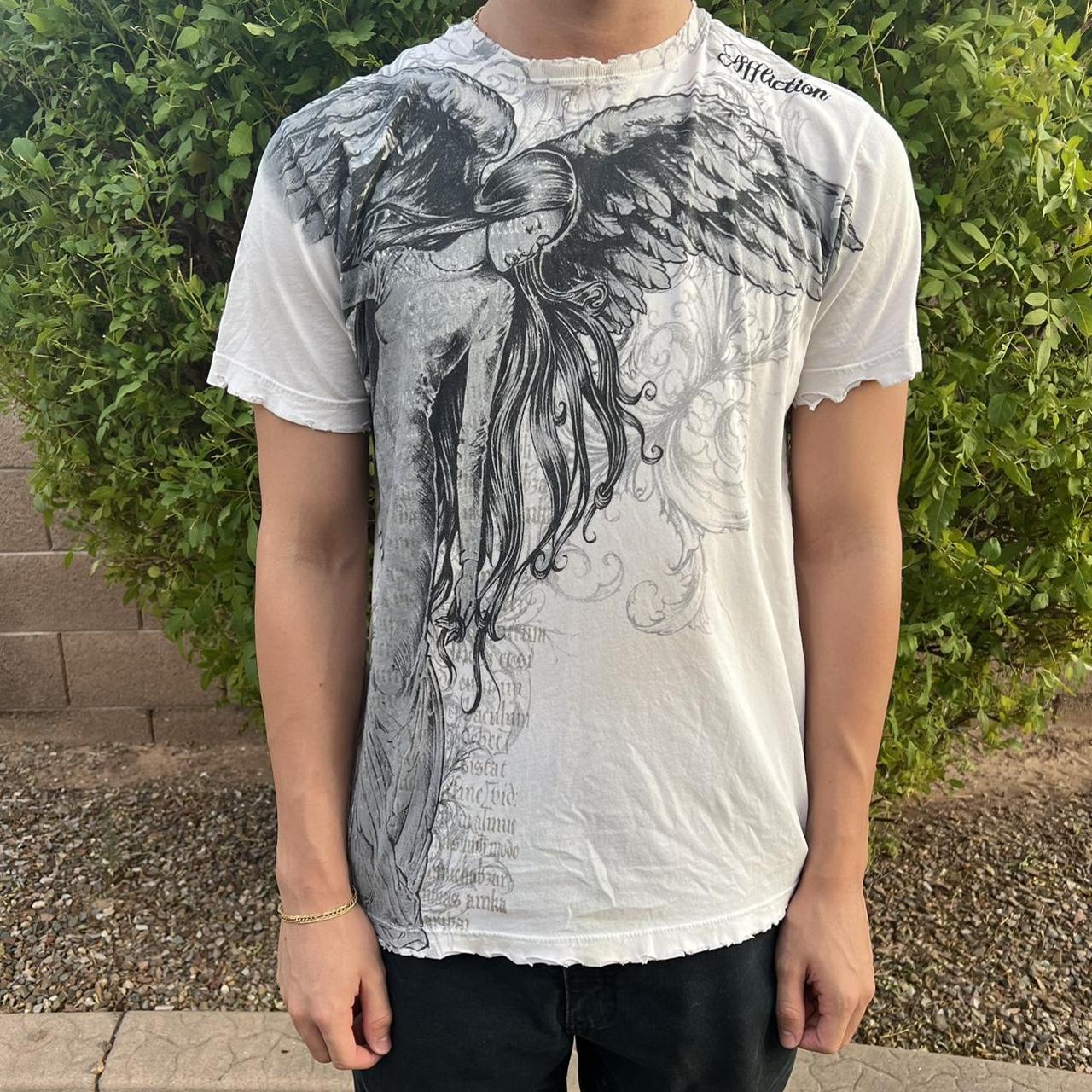 Affliction Angel Mens tee in white 👼🏼 Size large - Depop
