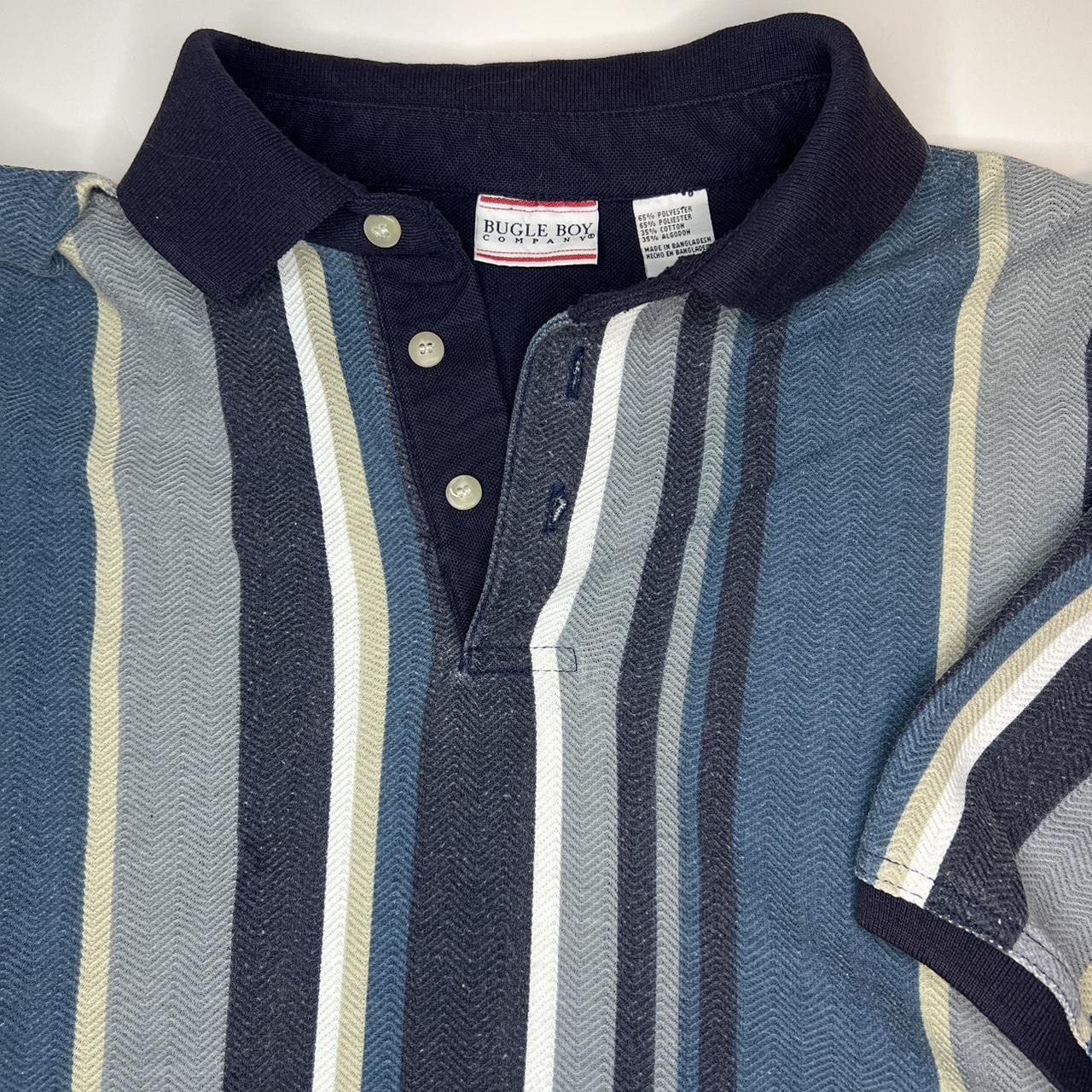 Vintage 90s Bugle Boy striped polo with ringer type... - Depop
