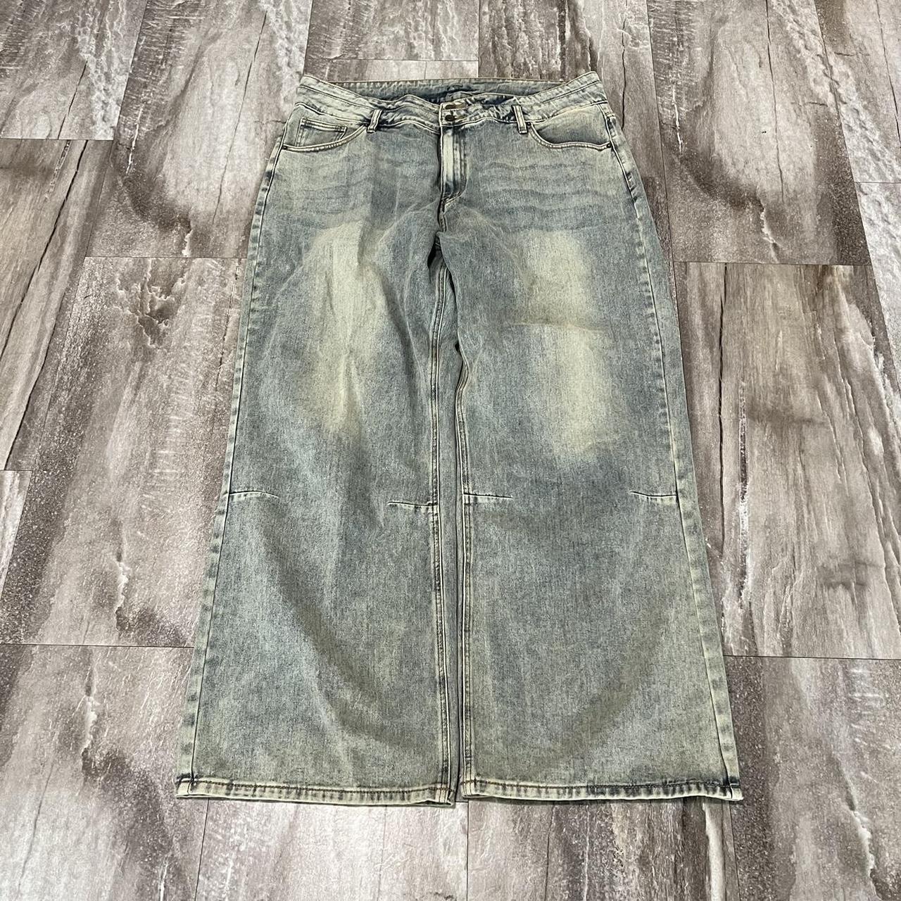 baggy oversized sand wash denim jeans big as heck... | Depop
