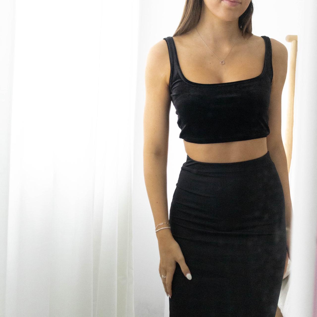 Supré black velvet crop top - size XS #croptop... - Depop