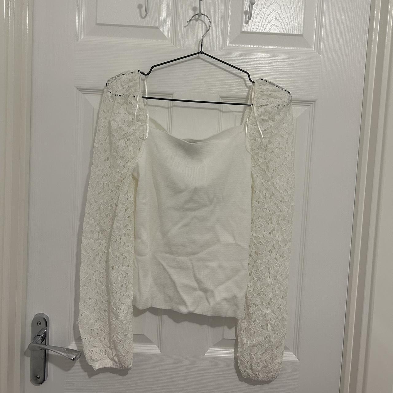 Primark white long sleeved lace top Brand new with... - Depop