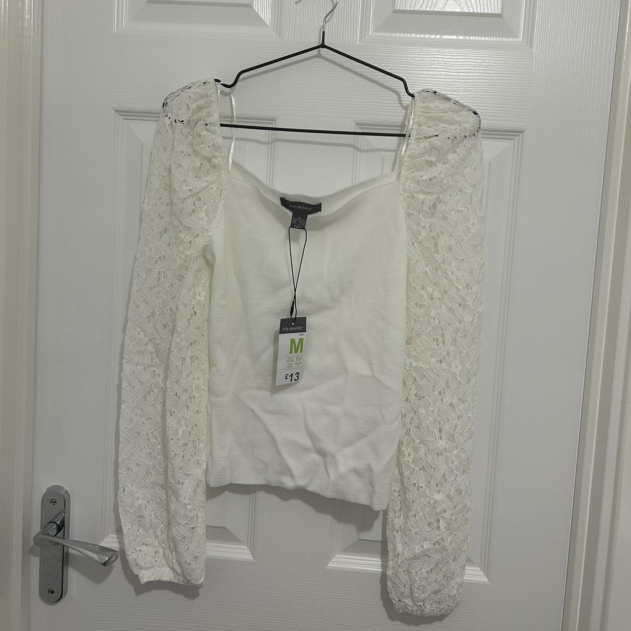 Primark white long sleeved lace top Brand new with... - Depop