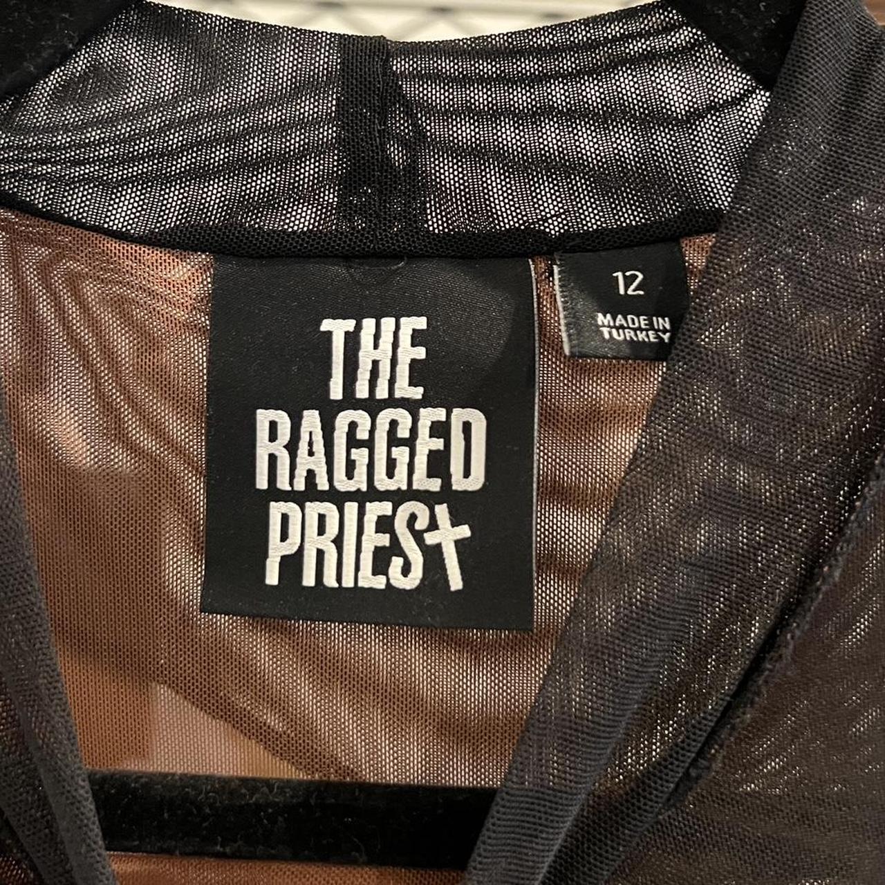 Asymmetrical mesh ragged priest top - Depop