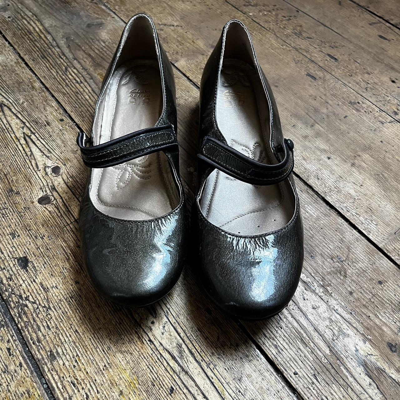 Mary jane shoes in grey patent leather. Slip... - Depop