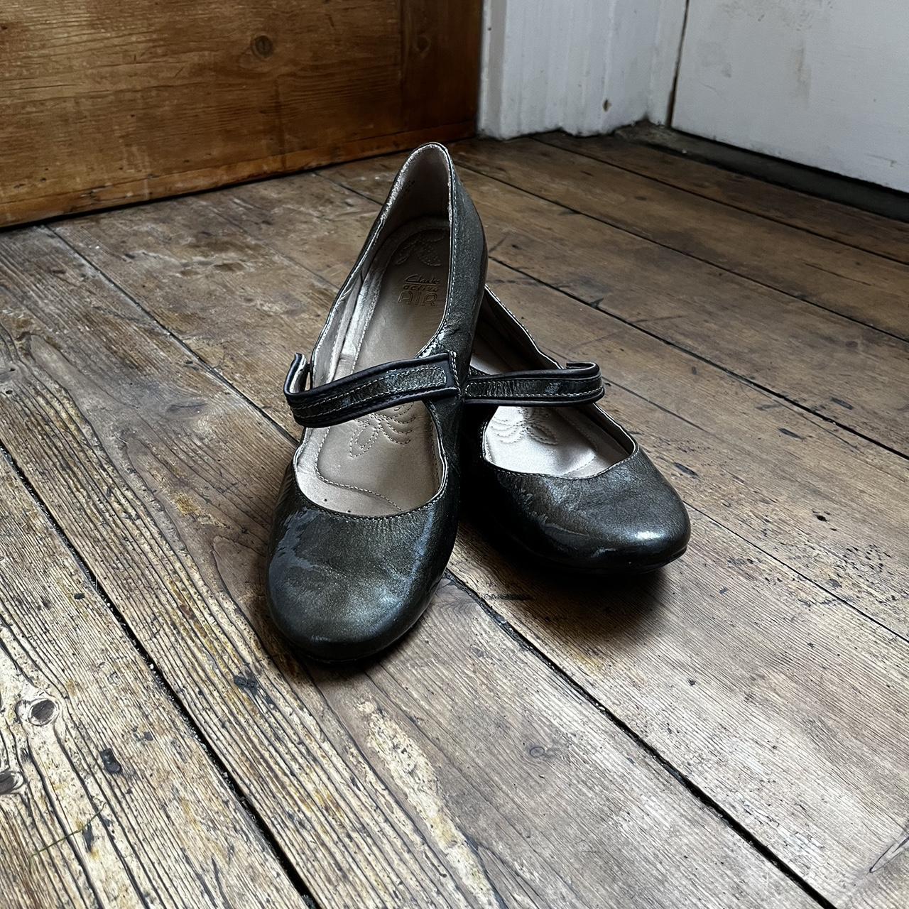 Mary jane shoes in grey patent leather. Slip... - Depop