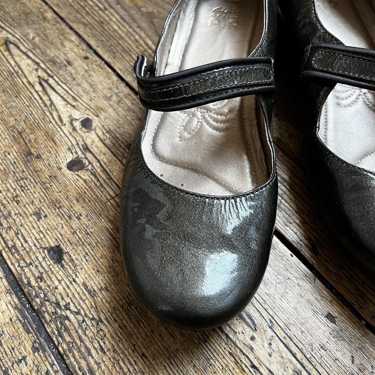 Mary jane shoes in grey patent leather. Slip... - Depop