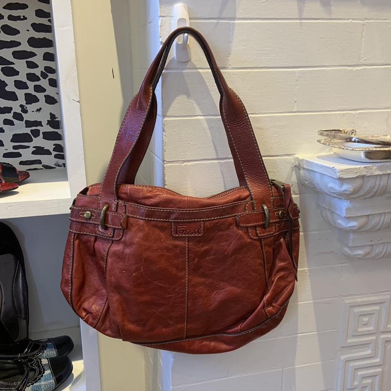 Fossil red leather purse 15 x 11” Price: $35 SHIP... - Depop