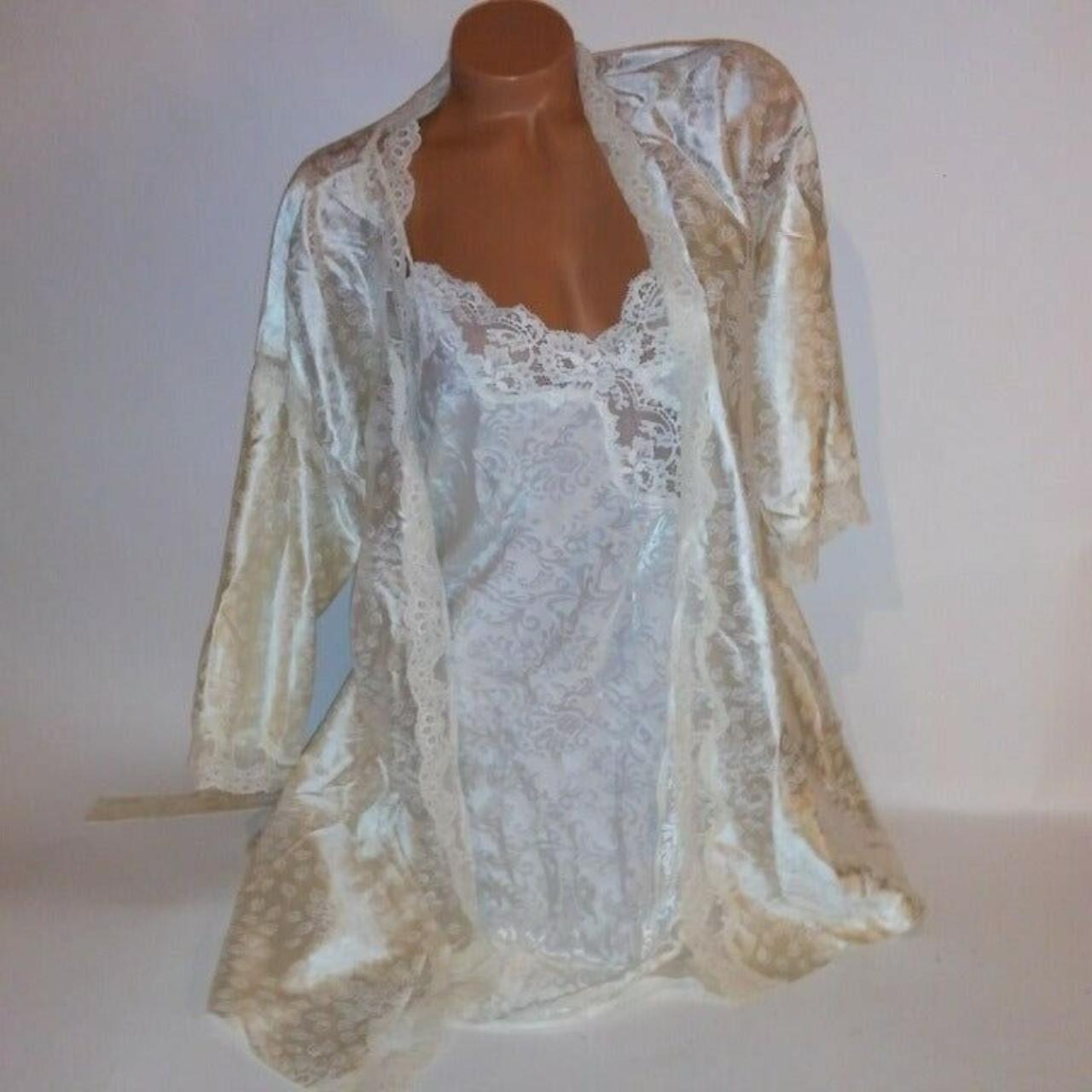Vintage Robe & Gown Set Large Cream Ivory Lace... - Depop