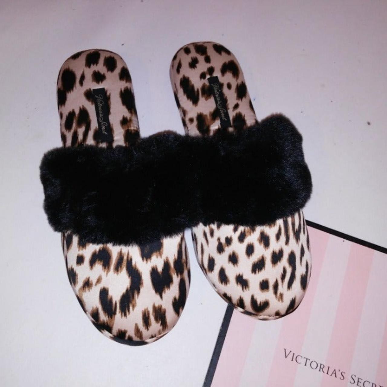 Victoria Secret Slippers Small 5 6 Leopard Fur... | Depop