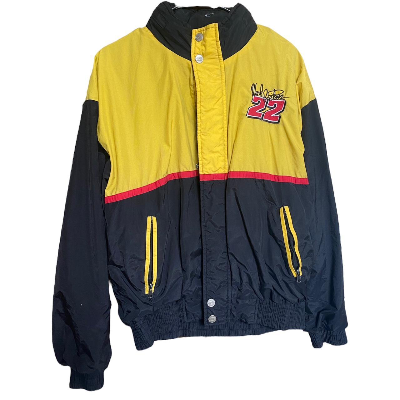 Vintage Yellow Nascar Jacket Cat Racing 🏁 Size: M... - Depop