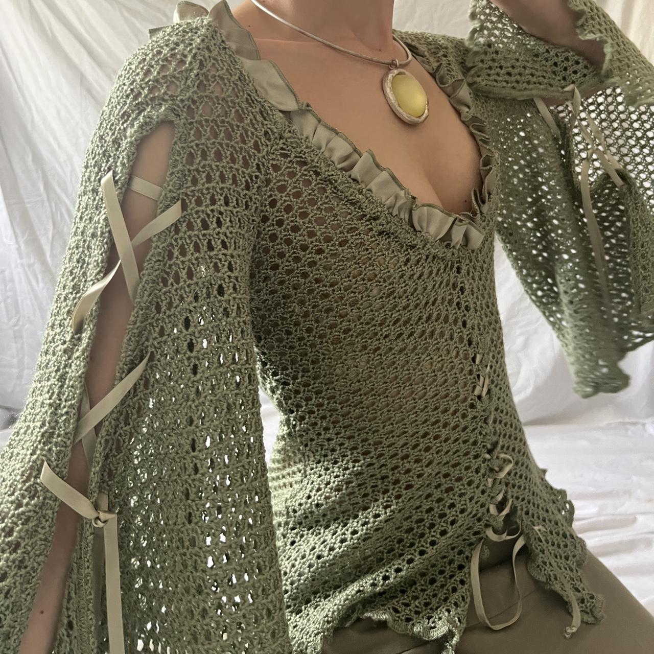 Late 90s early 00s knit top Lovely Zone Bleue... - Depop