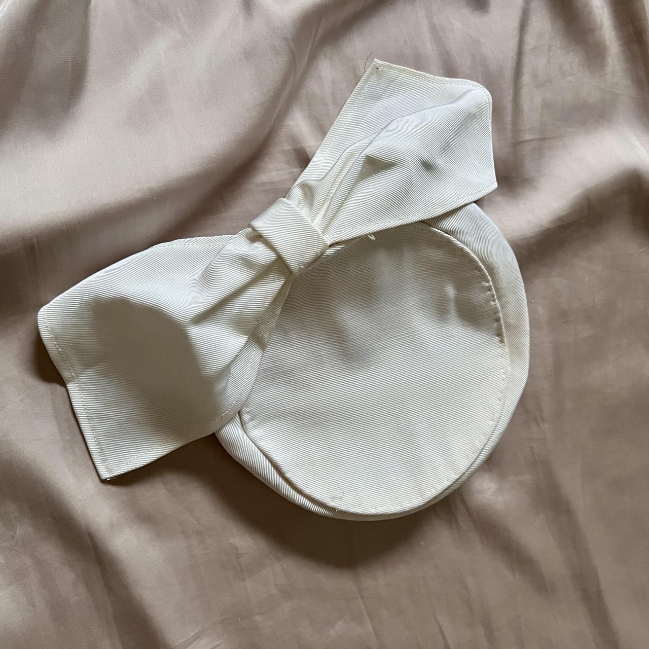 Vintage hat Beautiful French white hat with bow and... - Depop