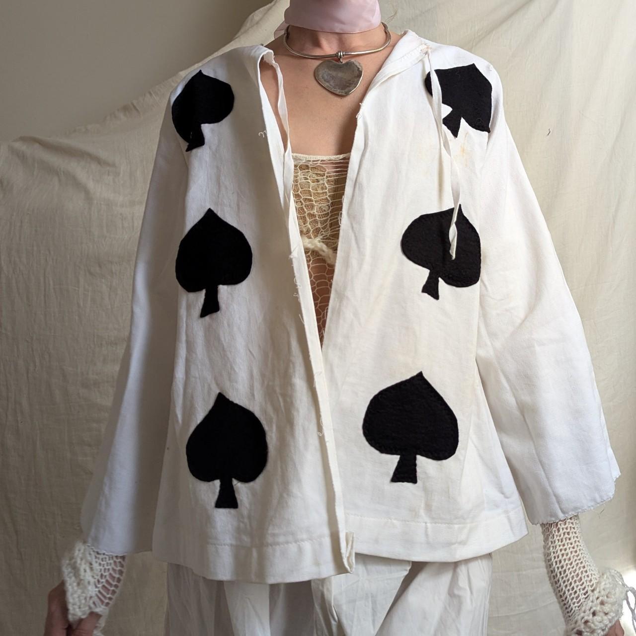 Handmade theatre jacket ♠️ White base with spade... - Depop