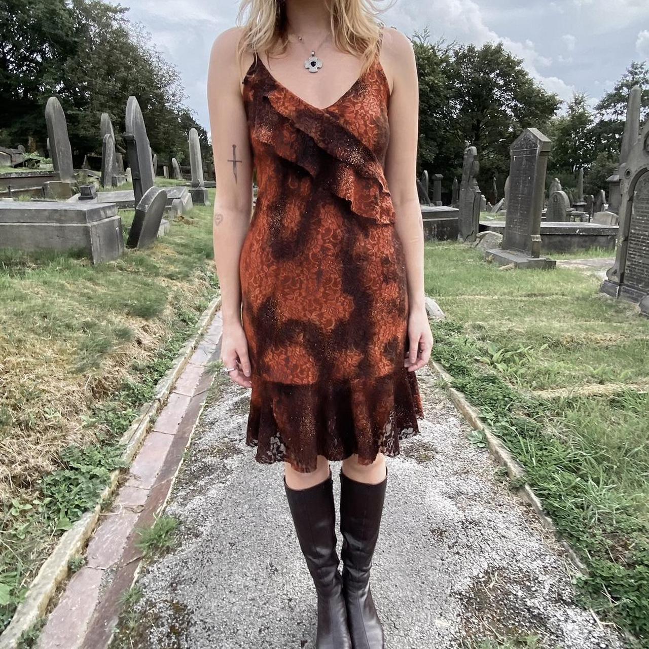 Vintage 1990s grunge boho fairy lace tie dyed dress... - Depop