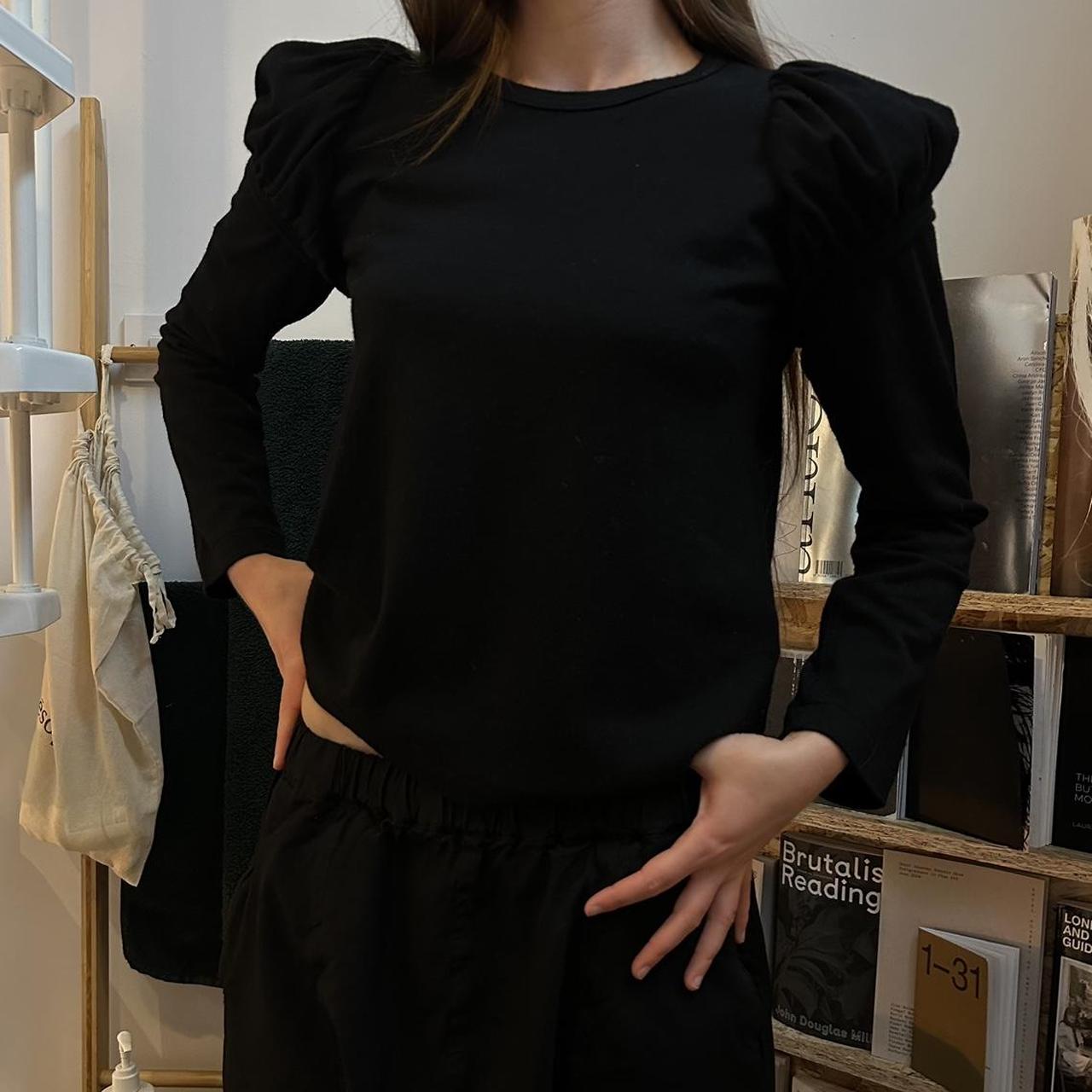 Juliet/princess/puff ball/cap sleeve black top by... | Depop